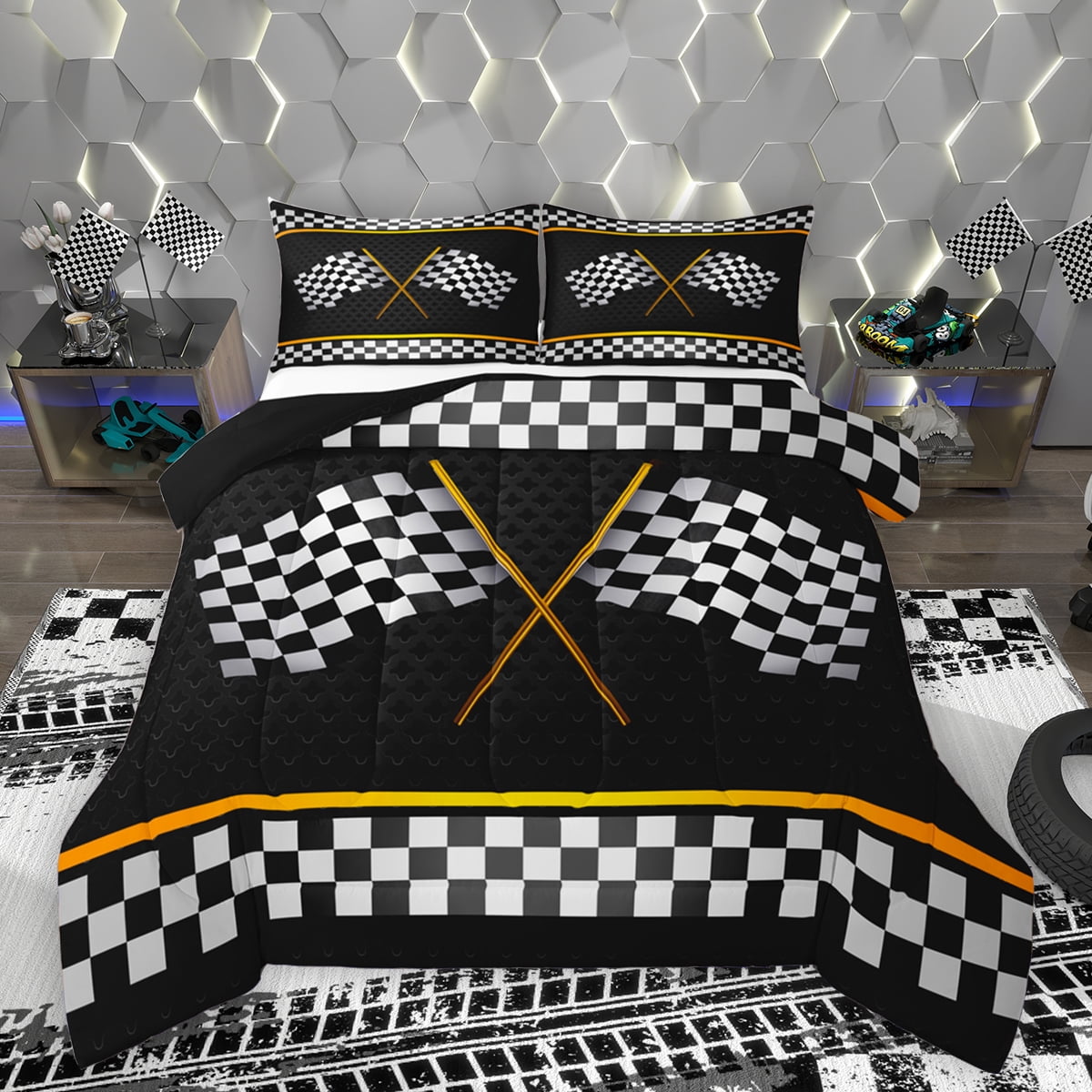 Homewish Racing Flag Queen Comforter Set,Extreme Sport Bedding Sets ...