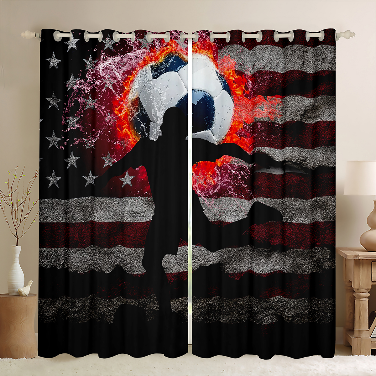 Homewish Retro American Flag Black Out Curtains,Football Sports Game ...