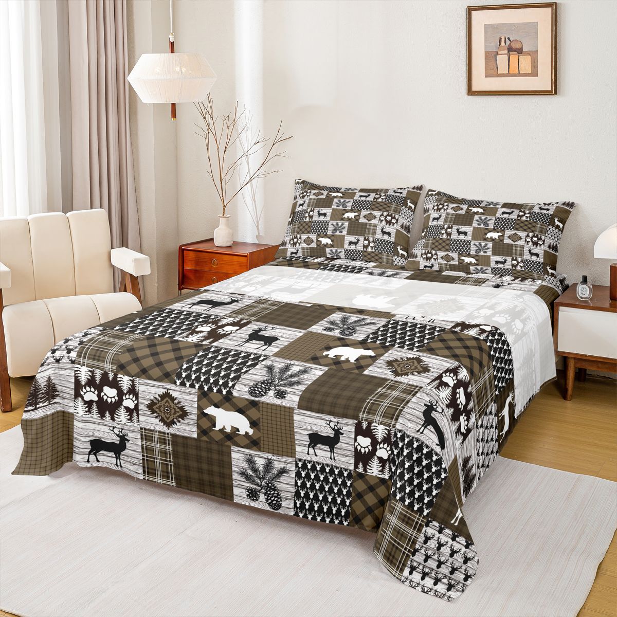 Homewish Retro Boho Tribal Bed Sheets,Rustic Western Farmhouse King ...