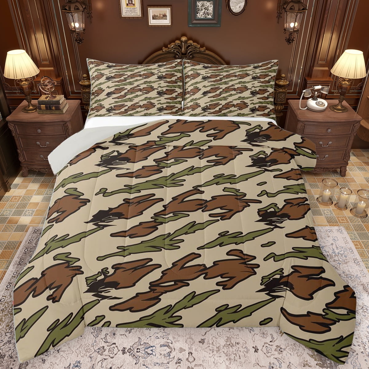 Homewish Retro Camo Camouflage Bedding Comforter Set,Rustic Farmhouse ...