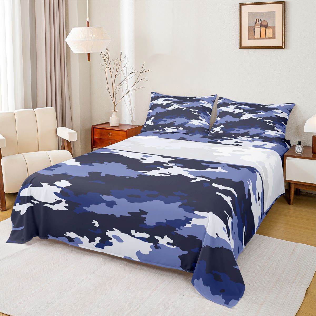Homewish Retro Camo Camouflage Queen Sheet Sets,Rustic Farmhouse Cabin ...