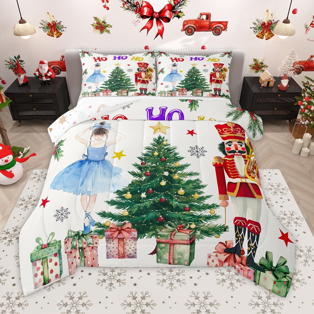 Homewish Retro Christmas Nutcracker Queen Comforter Set,Cute Ballet ...