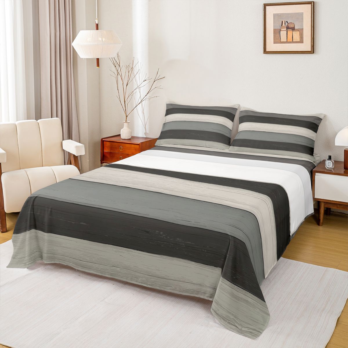 Homewish Retro Cottage 4pcs Bed Sheets for Children Teens Adults,Lodge ...