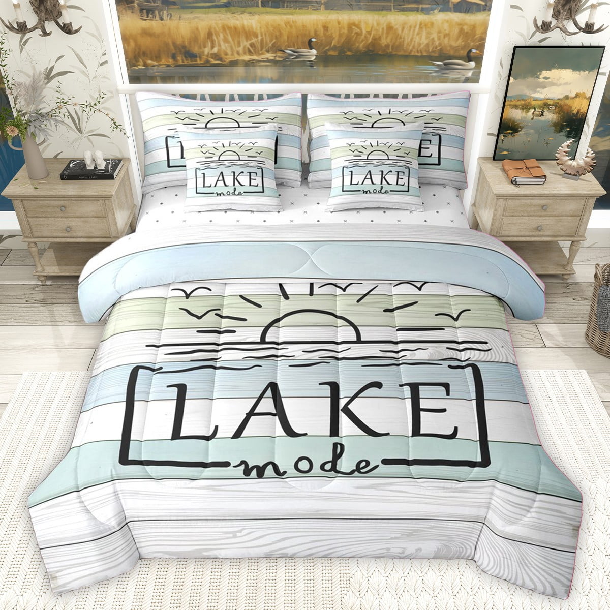 Homewish Retro Cottage Bedding Comforter Set 7 Pieces for Female Men ...