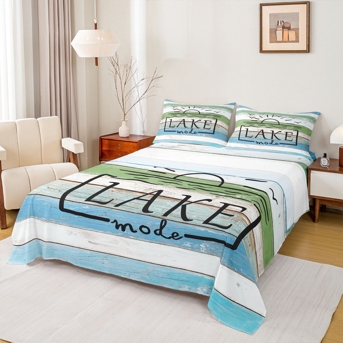 Homewish Retro Cottage Full Size Sheets 4-Piece for Female Men Adults ...