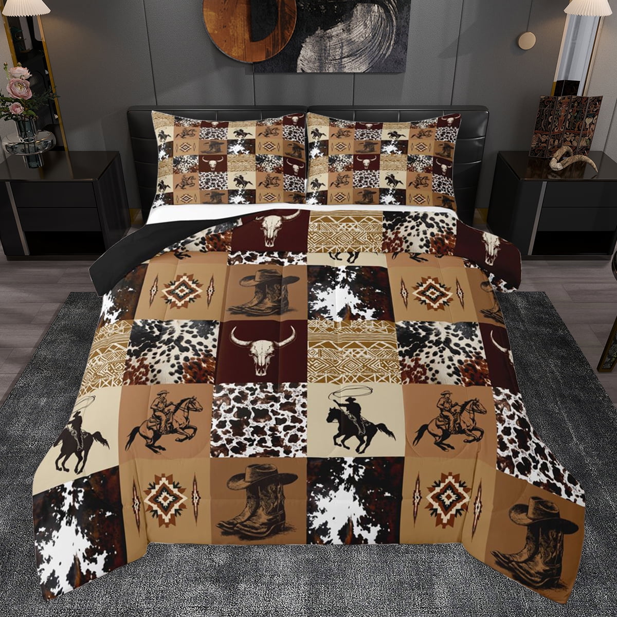 Homewish Retro Cowgirl Boot Full Size Comforter Sets, Western Fashion ...