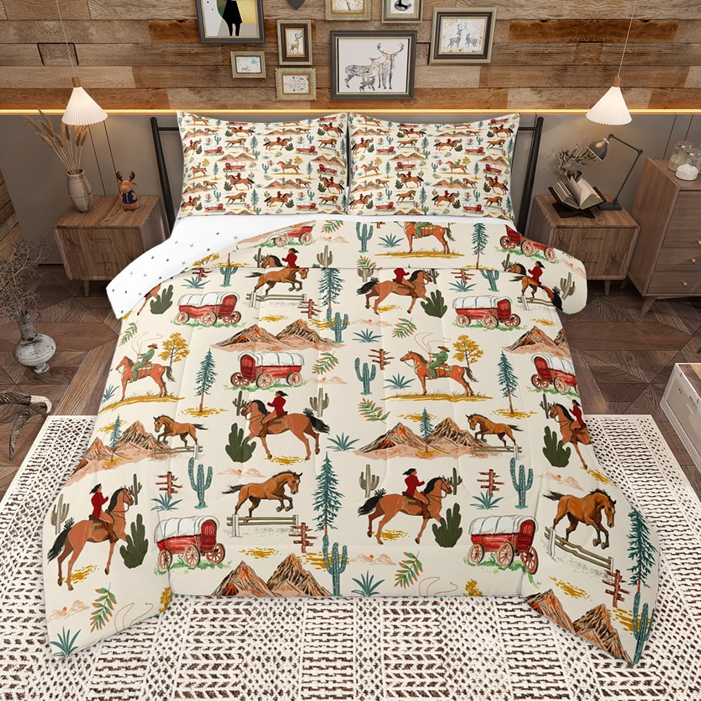 Homewish Retro Western Cowboy Bedding Comforter Set,Rustic Farmhouse ...