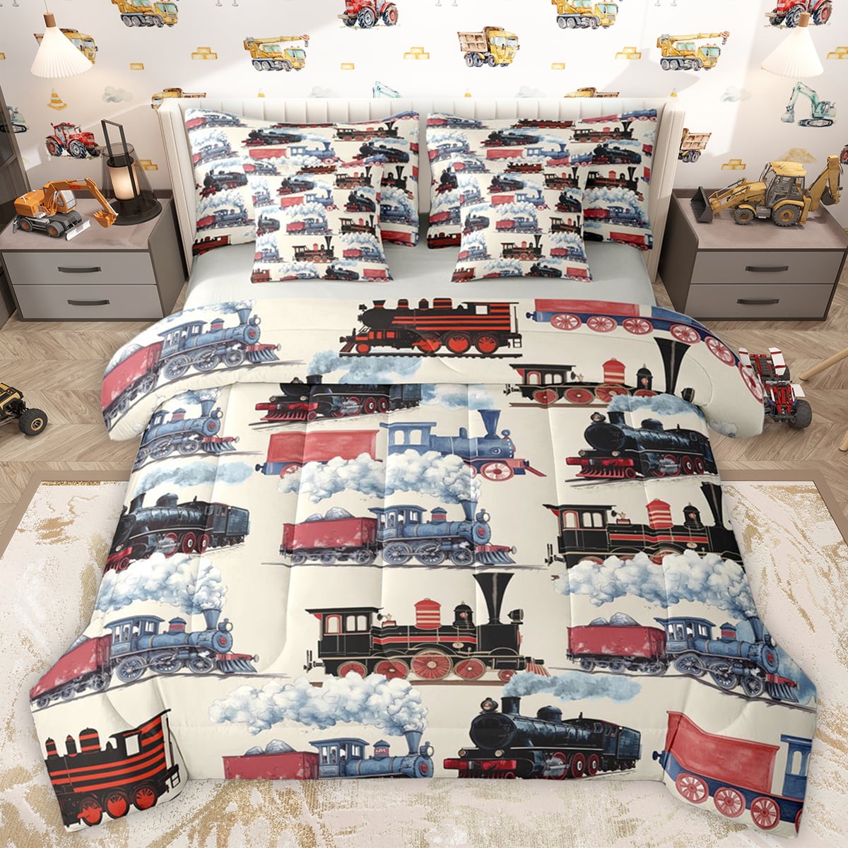 Homewish Retro Western Train 7-Piece Bedding Comforter Set,Vintage ...