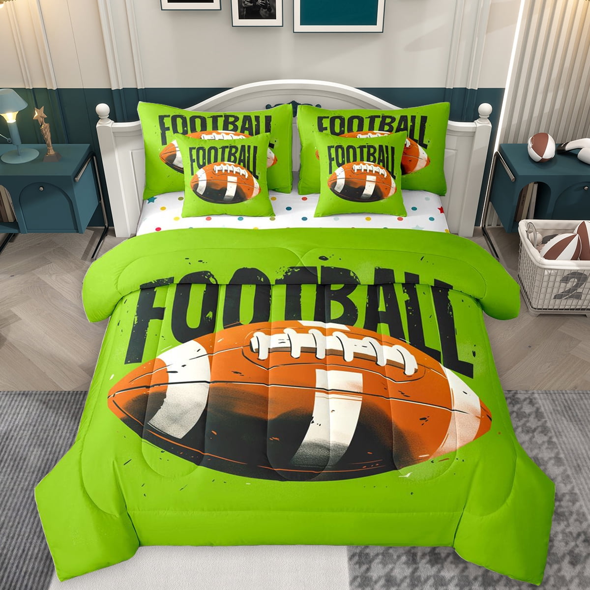 Homewish Rugby Football 7-Piece Twin Bedding Sets,Ball Sport Game ...