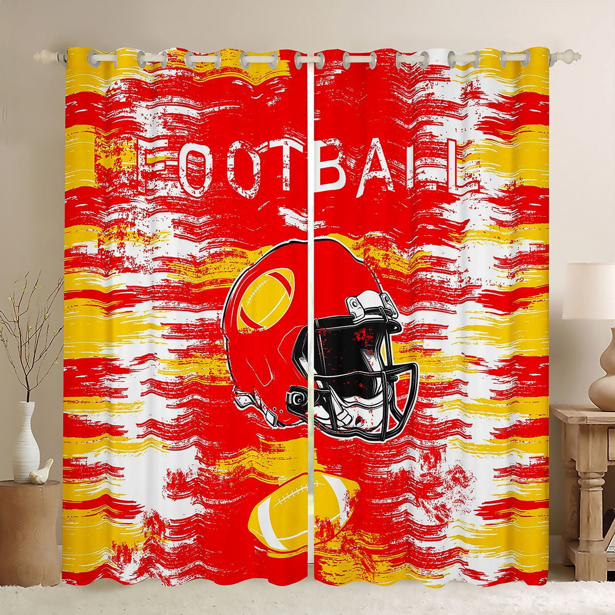 Homewish Rugby Football City Blackout Curtains Set of 2 (52x84 Each ...