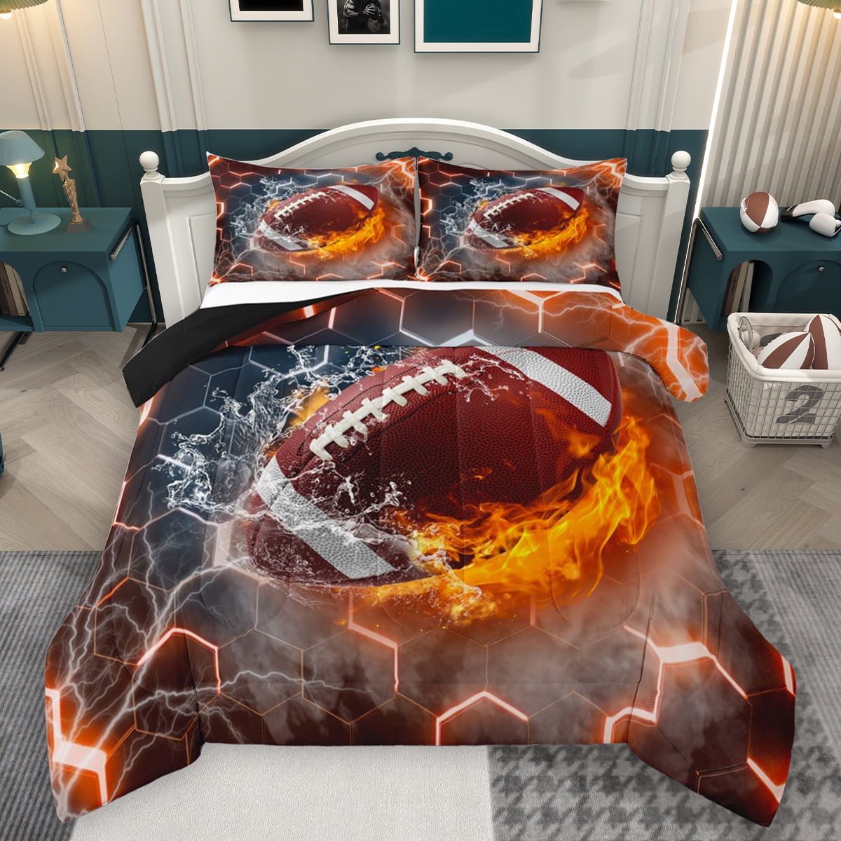 Homewish Rugby Football Sport Bedding Comforter Set,Abstract Geometric ...