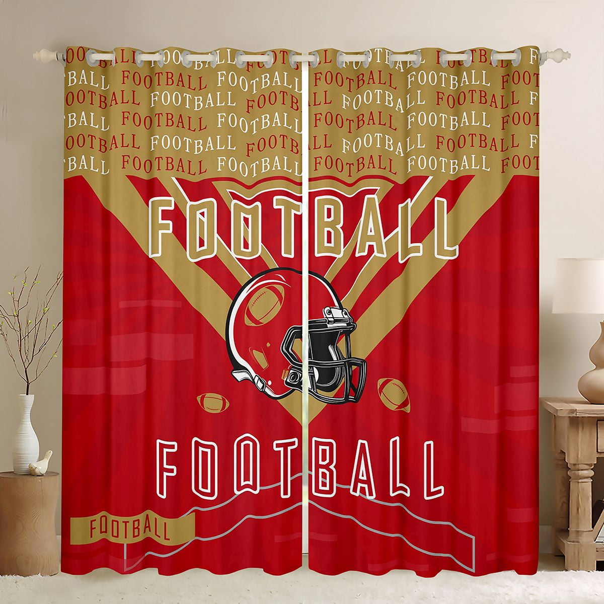 Homewish Rugby Football Sport Blackout Curtains Set of 2 (52x84 Each ...