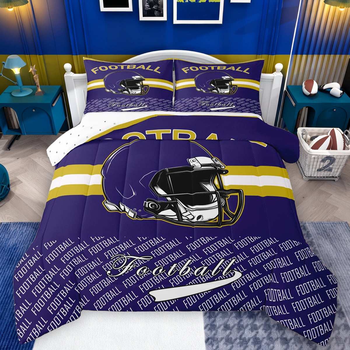 Homewish Rugby Football Sport Queen Comforter Set,Ball Game Gamer ...