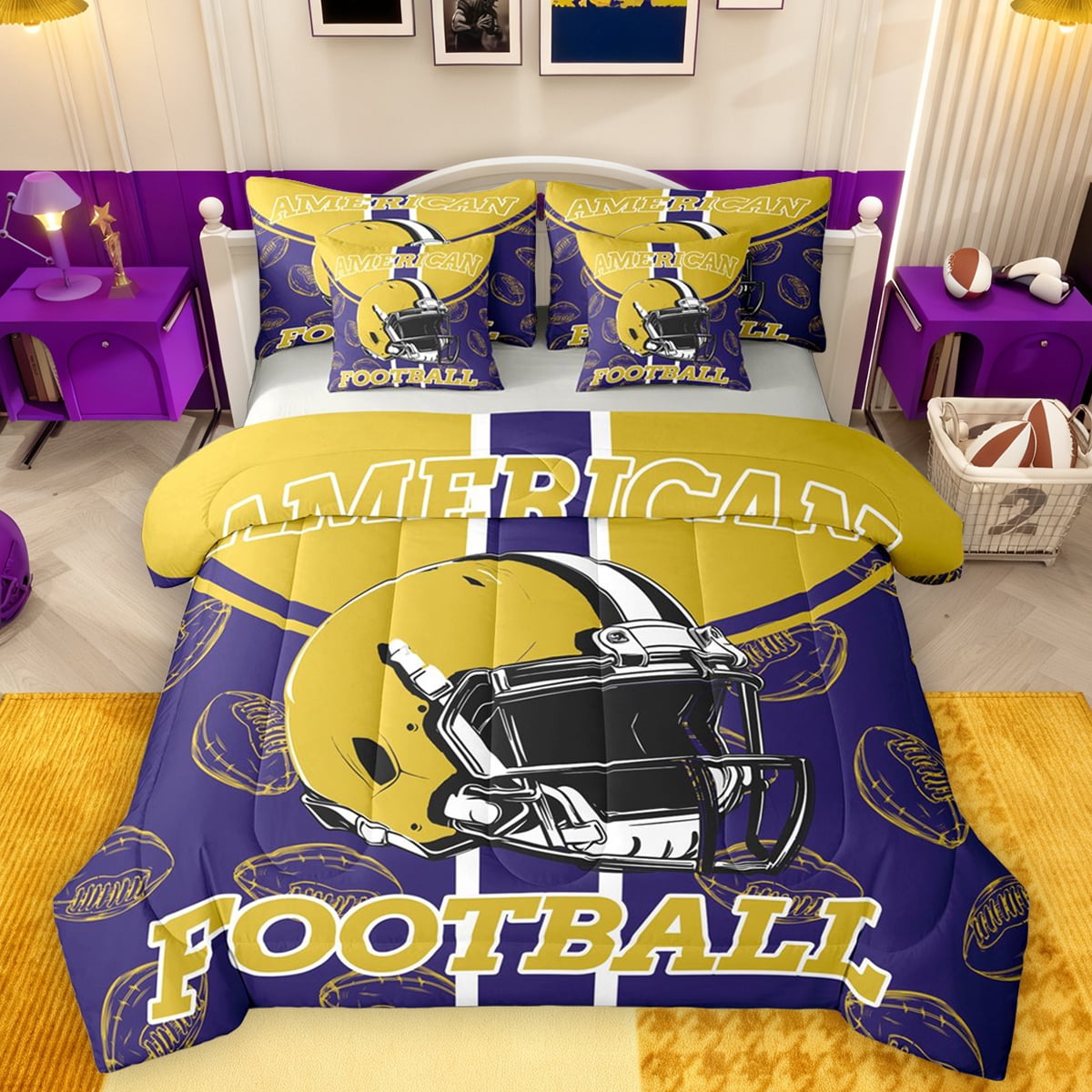 Homewish Rugby Gamer 7-Piece Twin Bedding Sets,Football Sport Bedding ...