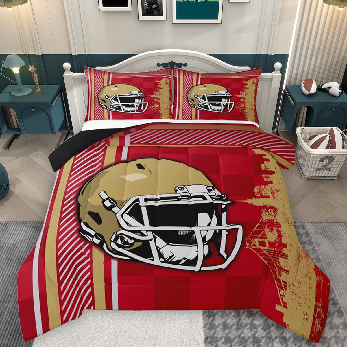 Homewish Rugby Helmat Full Size Comforter Sets,Boys Football Sport ...