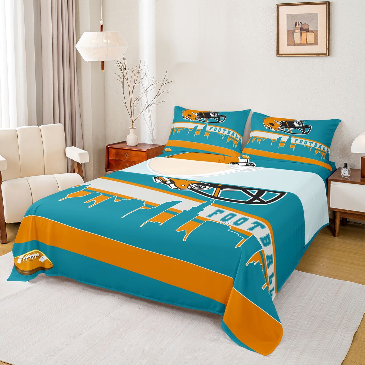 Homewish Rugby Helmat Queen Sheet Sets,Boys Football Sport Flat Sheet ...