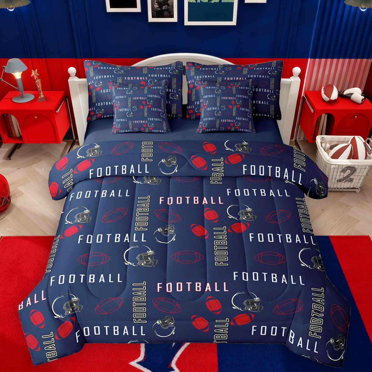 Homewish Rugby Sport 7 Pieces Bedding Comforter Set,Football Helmet ...