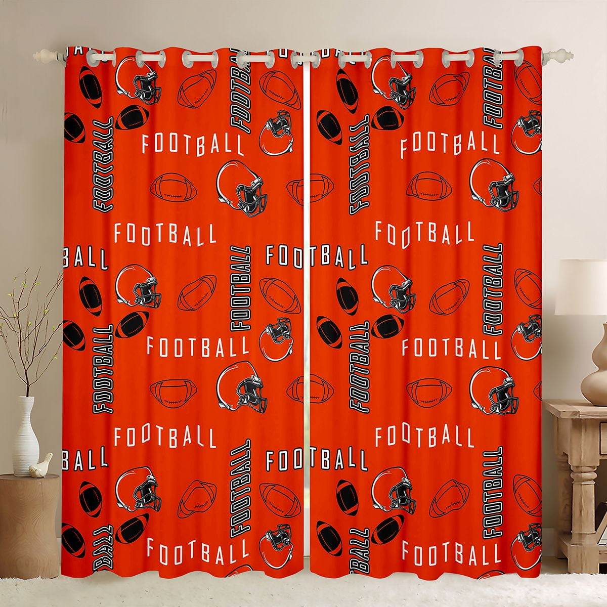 Homewish Rugby Sport Blackout Curtains Set of 2 (52x84 Each),Football ...