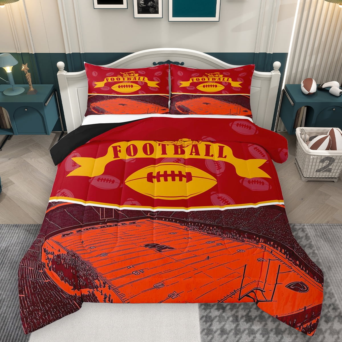 Homewish Rugby Sport City Queen Comforter Set,Football Ball Game ...