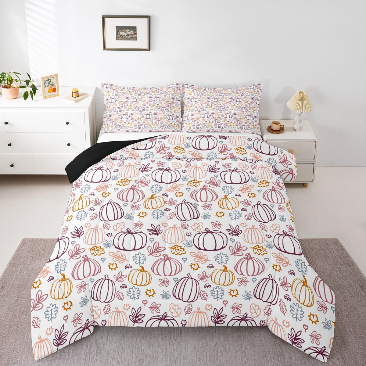Homewish Rustic Autumn Pumpkin Full Size Comforter Sets,Happy Fall ...