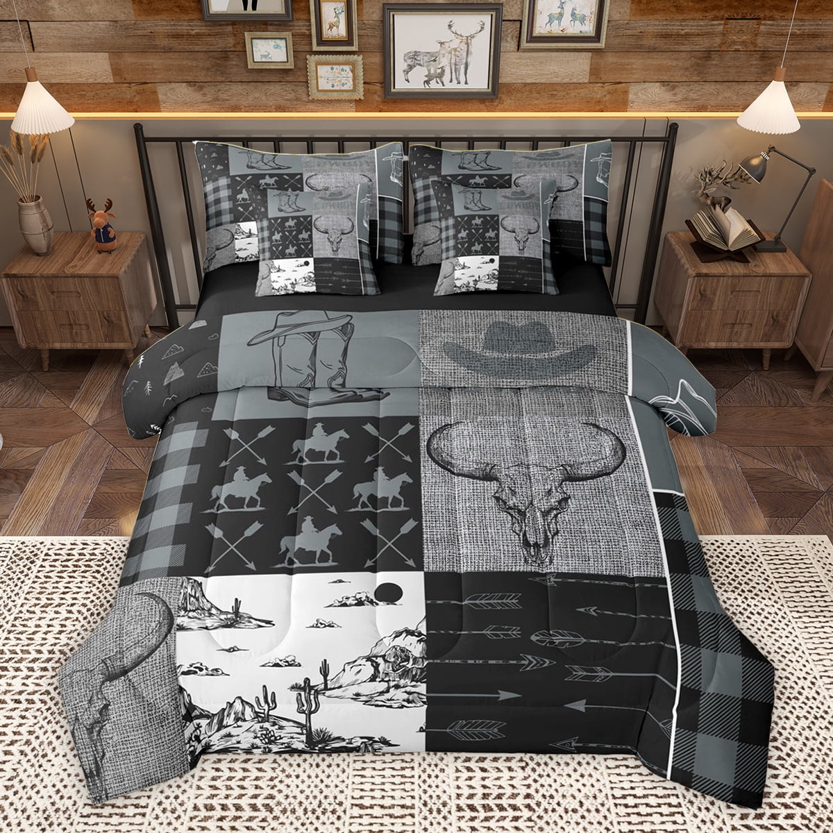 Homewish Rustic Cowgirl Cowboy Bedding Comforter Set 7pcs for Adult ...