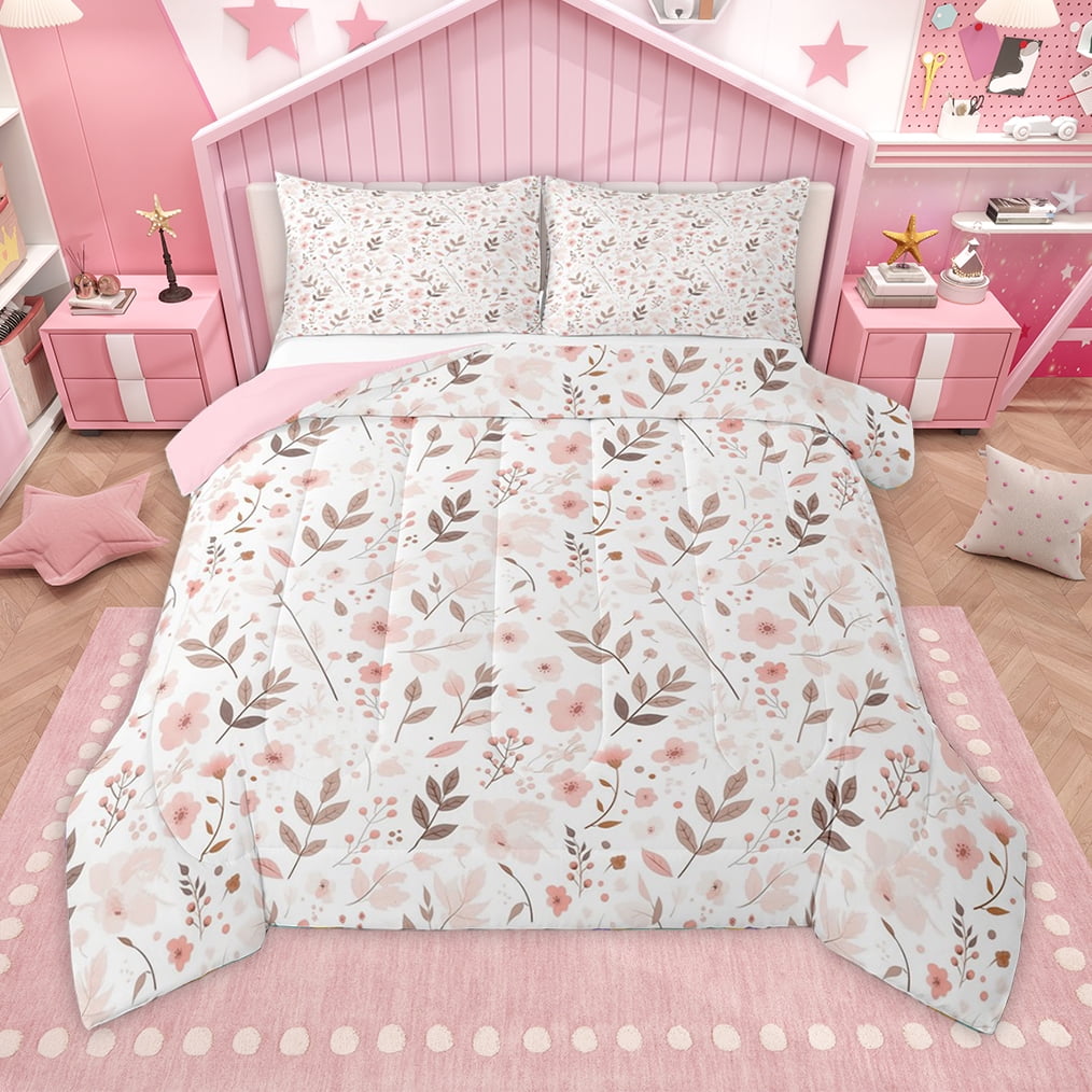 Homewish Rustic Flower Leaves Queen Comforter Set,Country Floral ...