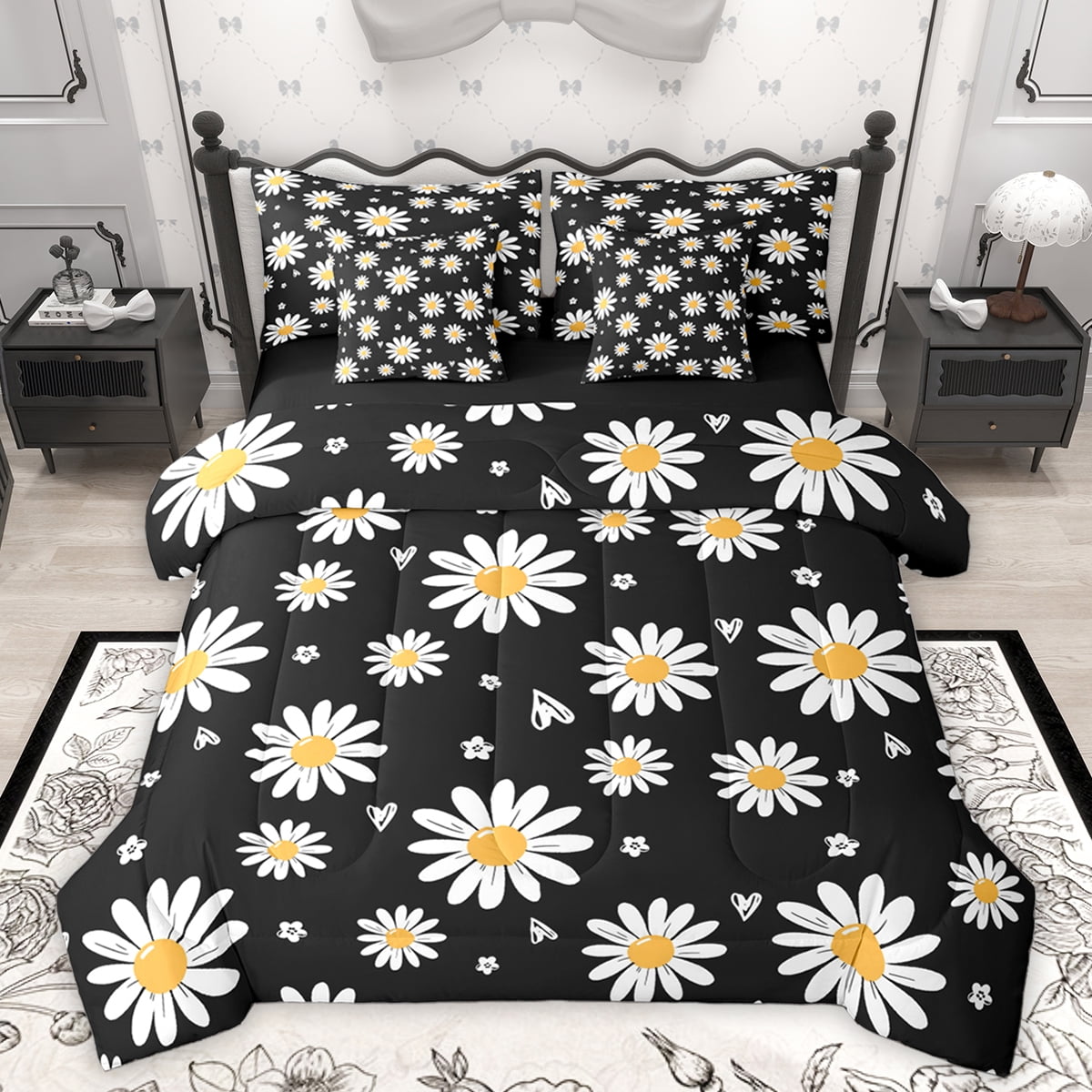 Homewish Rustic Groovy Daisy Bedding Comforter Set 7pcs for Kids ...