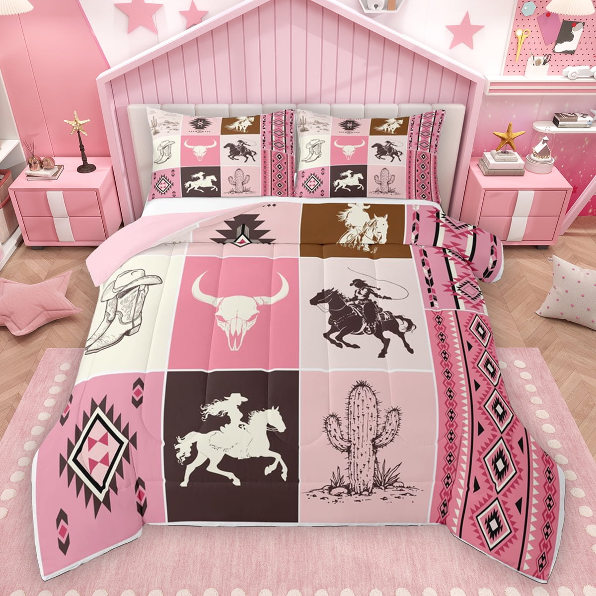 Homewish Rustic Horse Animal Bedding Comforter Set, Western Sheep ...