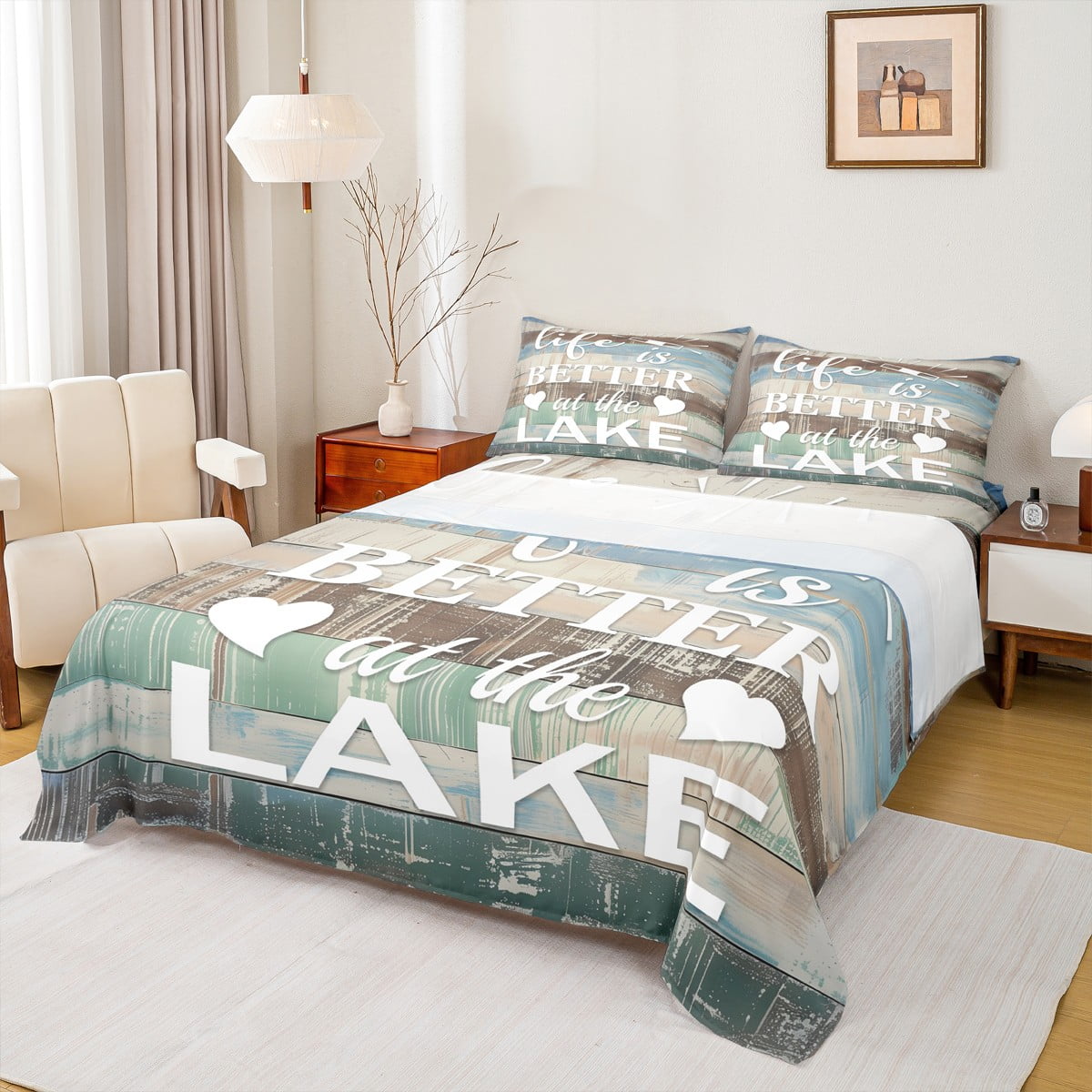 Homewish Rustic Lake House Bed Sheets for Teen, Vintage Countryside ...