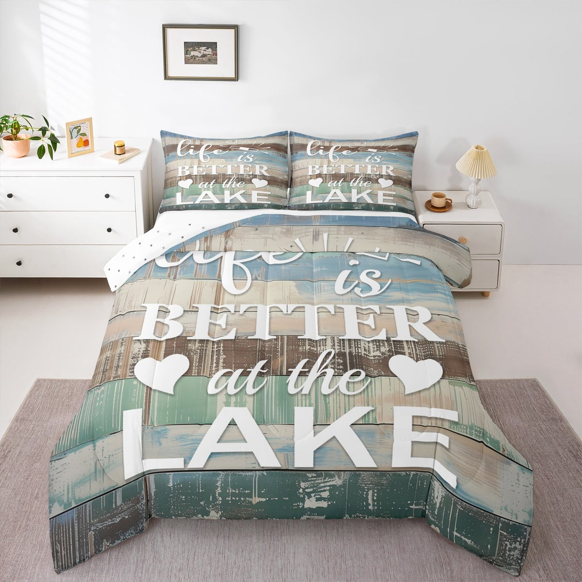 Homewish Rustic Lake House Full Size Comforter Sets for Teen, Vintage ...