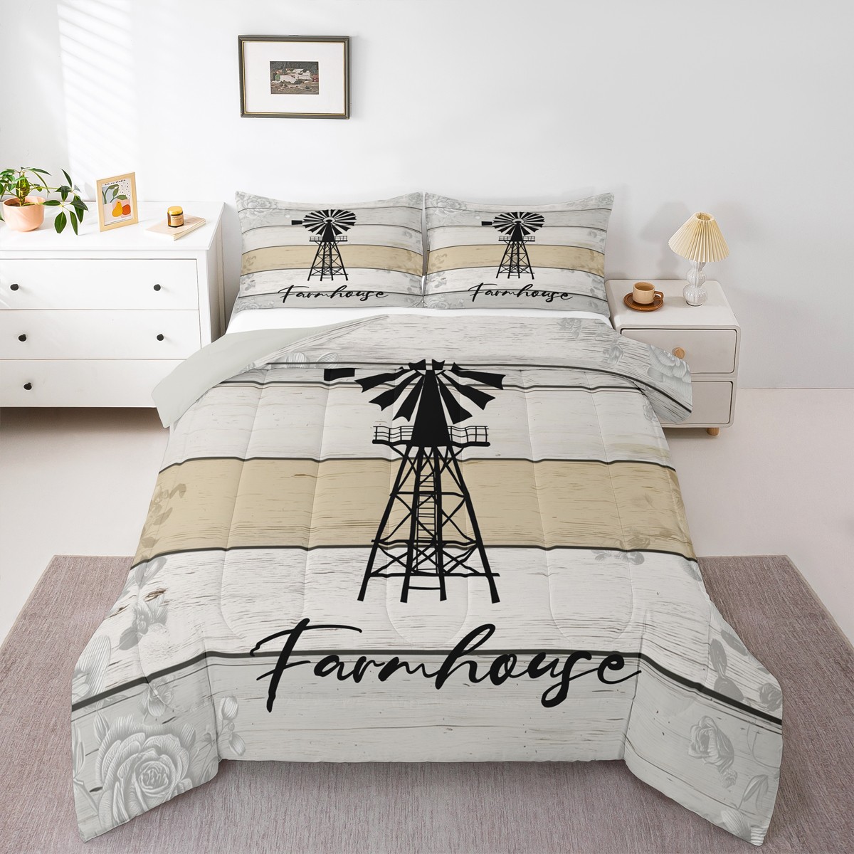 Homewish Rustic Lodge Cabin Queen Comforter Set for Men, Vintage Old ...