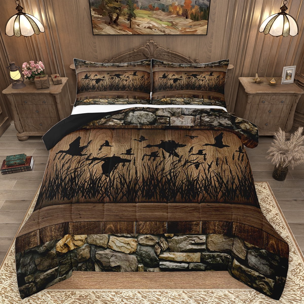 Homewish Rustic Mallard Duck Bedding Comforter Set,Rustic Farmhouse ...