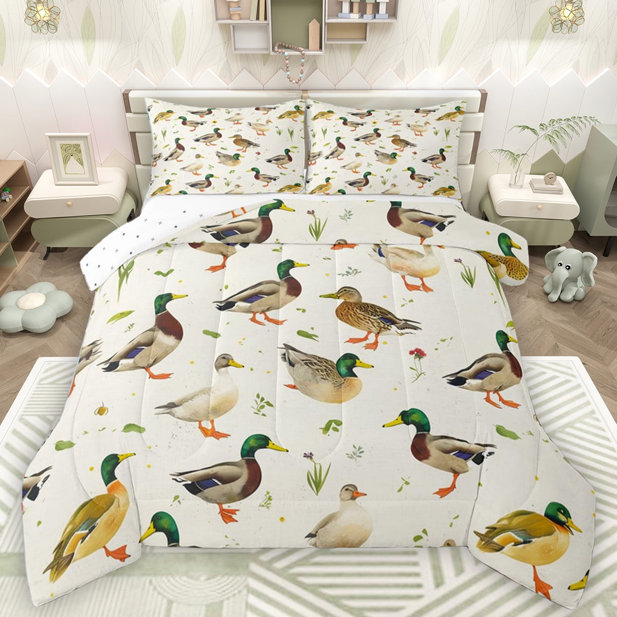 Homewish Rustic Mallard Duck Queen Comforter Set,Country Farmhouse ...