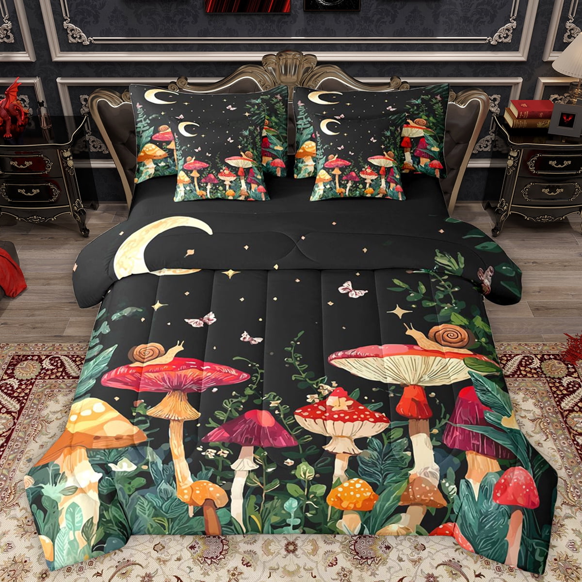 Homewish Rustic Mushroom Child Bedding Comforter Set 7 Pieces, Mystic ...