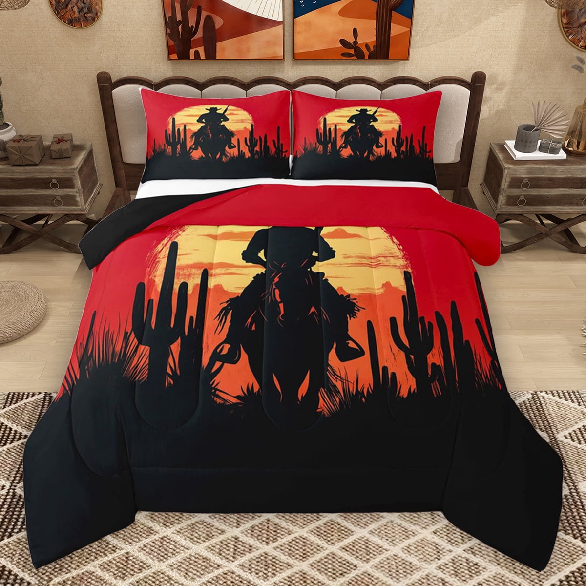 Homewish Rustic Southwest Cowboys Bedding Comforter Set,Tropical Desert ...