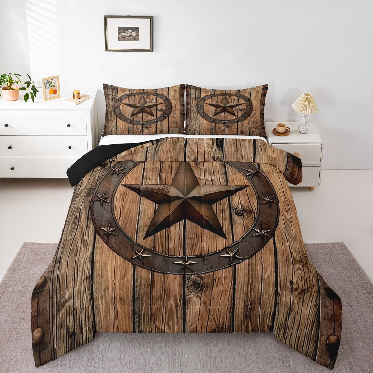 Homewish Rustic Texas Stars Queen Comforter Set for Adult, Farmhouse ...