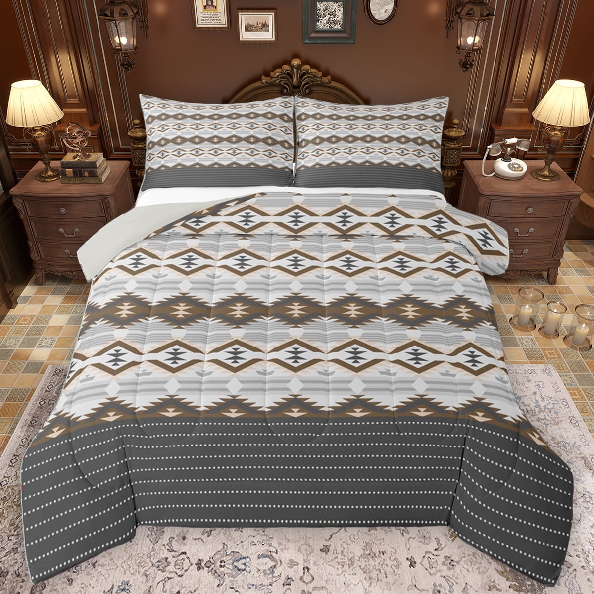 Homewish Rustic Western Aztec Queen Comforter Set,Boho Bohemain ...