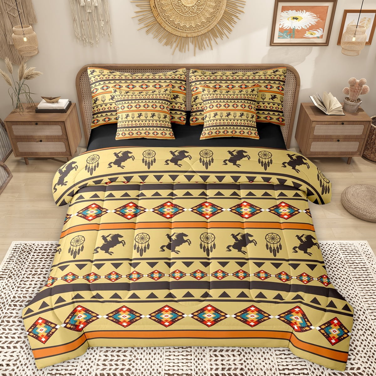 Homewish Rustic Western Cowboy 7-Piece Bedding Comforter Set,Boho Style ...