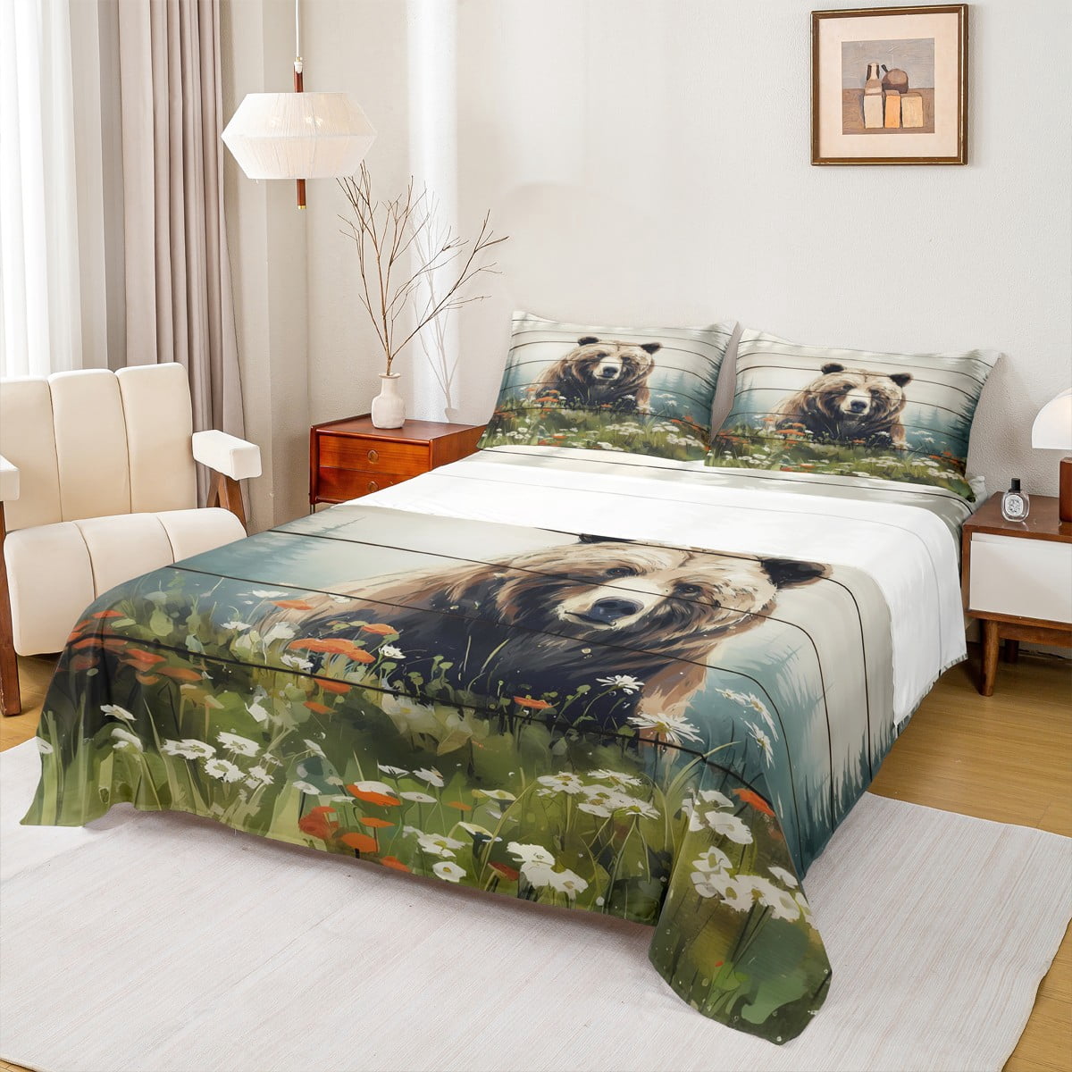 Homewish Safari Bear 4-Piece Full Size Sheets For Female Men Adults ...