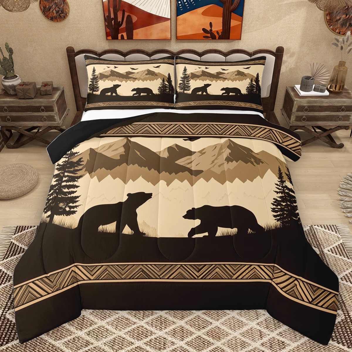 Homewish Safari Bear Full Size Comforter Sets 3-Piece for Teens,Jungle ...