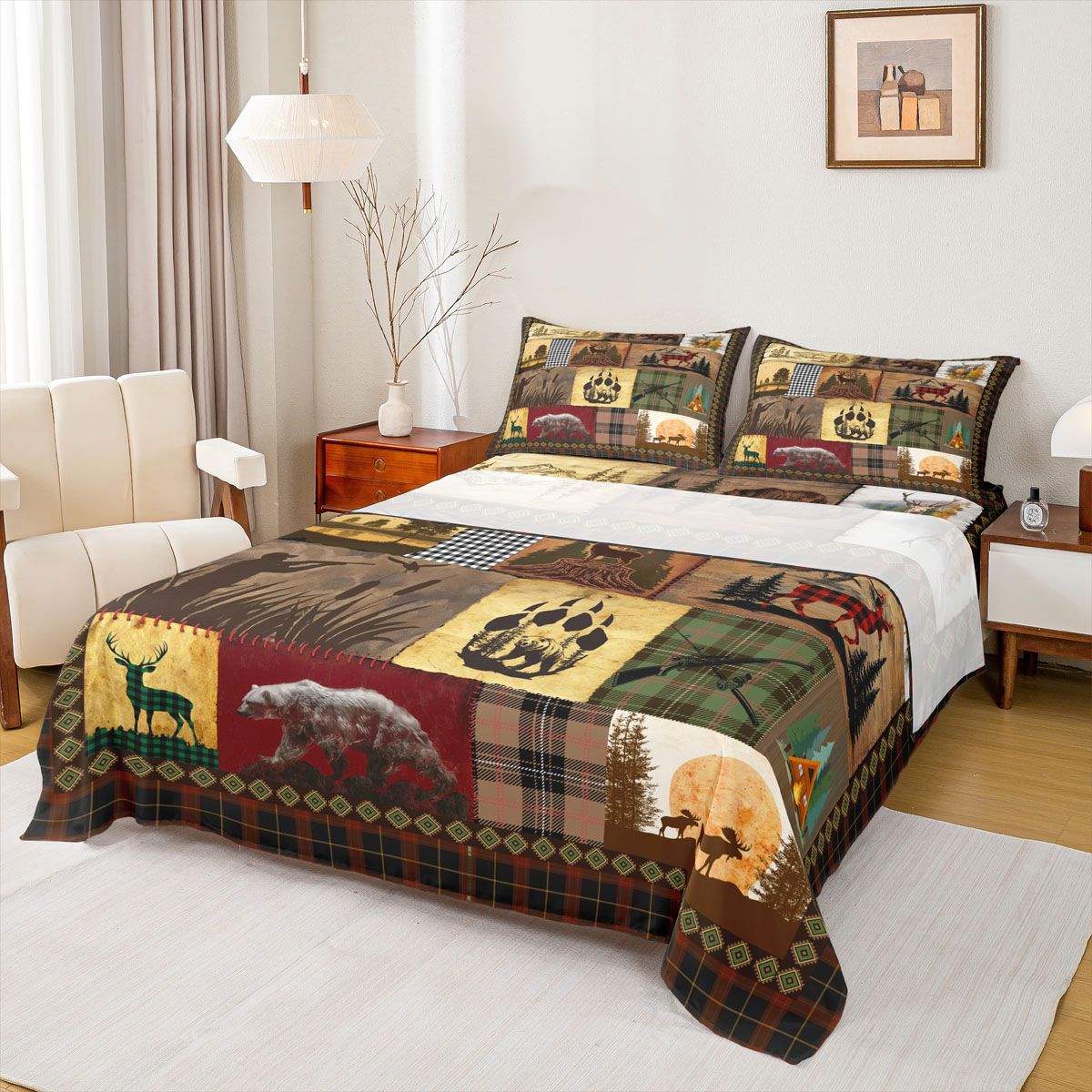 Homewish Safari Deer Bear 4-Piece Full Size Sheets For Female Men ...
