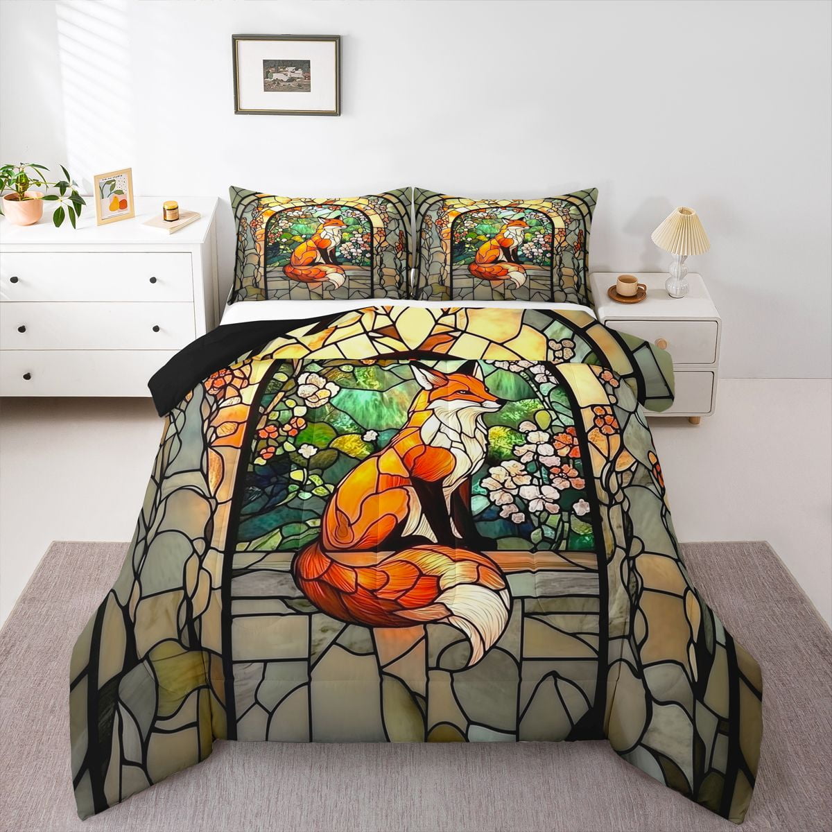 Homewish Safari Fox 2pcs Bedding Comforter Set For Female Men Adults ...