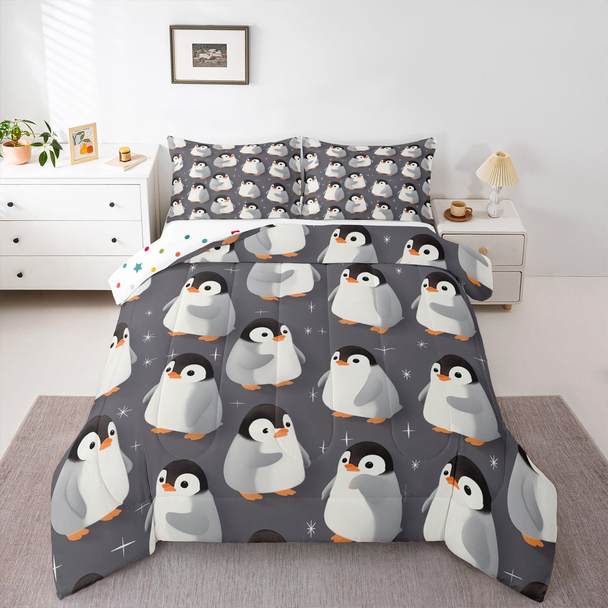 Homewish Safari Penguins Bedding Comforter Set,Cute Antarctic Wildlife ...