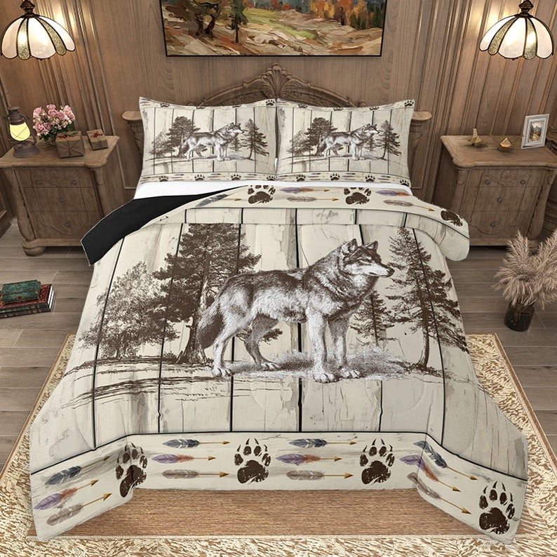 Homewish Safari Wolf 3 Pieces Queen Comforter Set for Teens Boys Girls ...