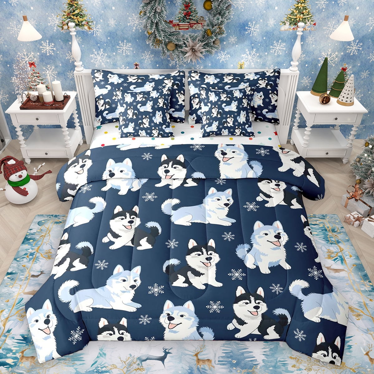 Homewish Safari Wolf 7-Piece Bedding Comforter Set,Cute Cartoon Wolves ...