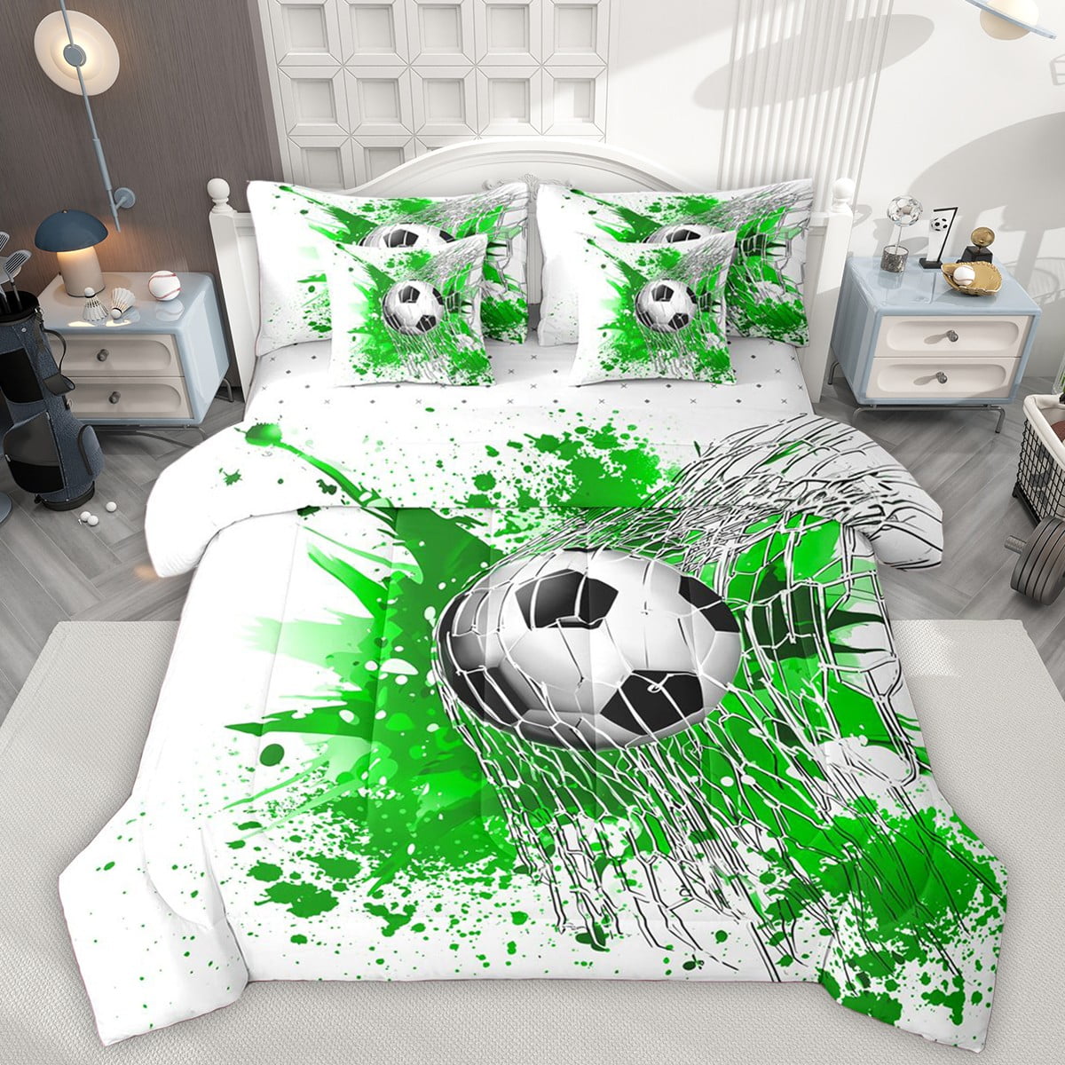 Homewish Soccer Football Print 7-Piece Twin Bedding Sets For Teens ...
