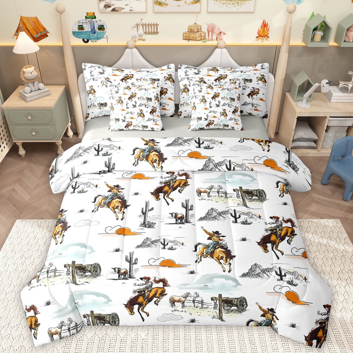 Homewish Southwest Cowboys 7 Pieces Bedding Comforter Set,Rustic ...