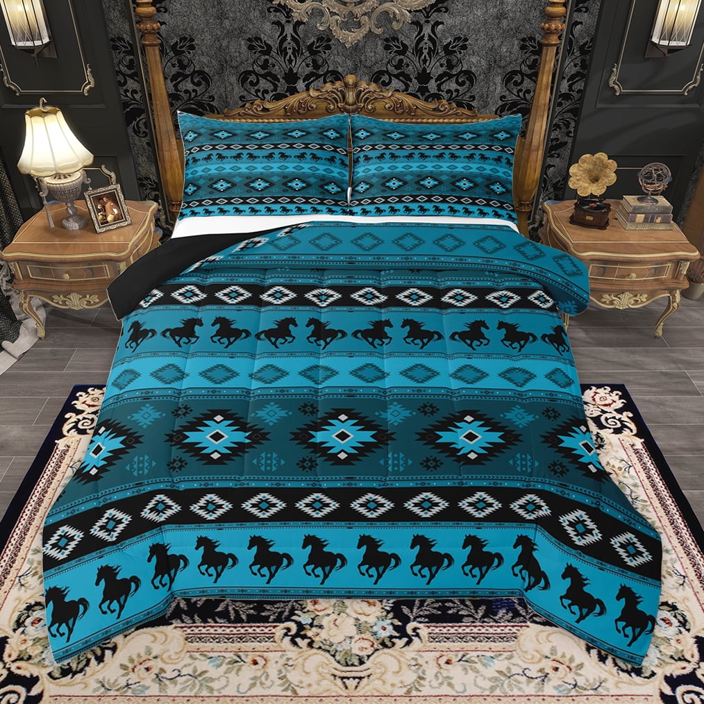 Homewish Southwestern Aztec Pattern Bedding Comforter Set,Rustic Horse ...