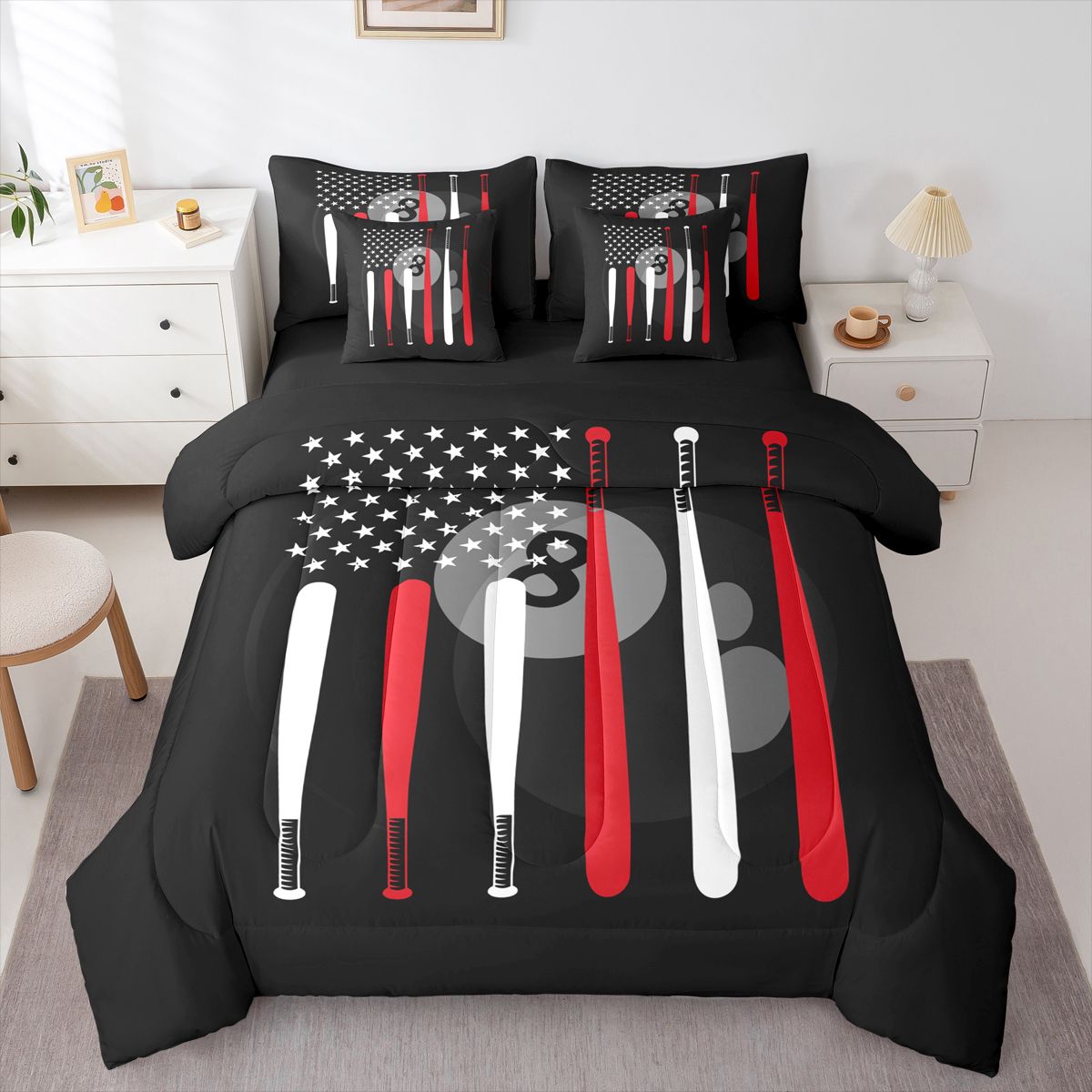 Homewish Sport Baseball 7-Piece Twin Bedding Sets For Children Teens ...