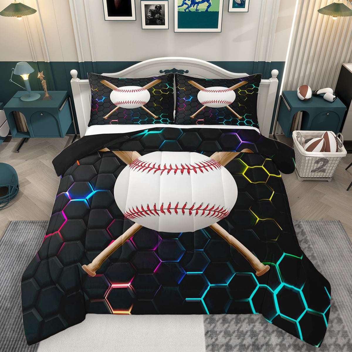Homewish Sport Baseball Full Size Comforter Sets 3-Piece for Boys Girls ...